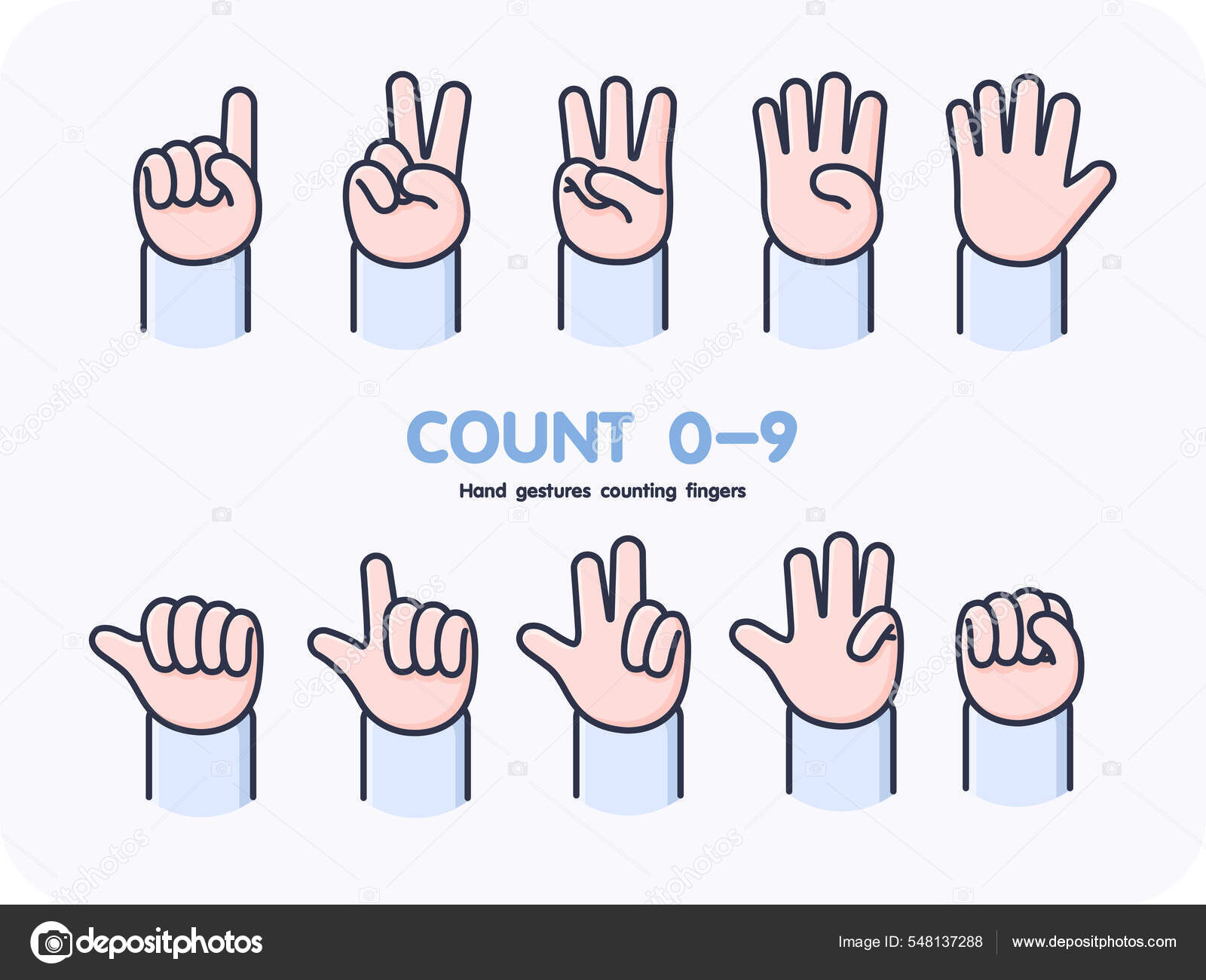 Hand Gestures Counting Fingers Icon Vector Design Isolated Background ...