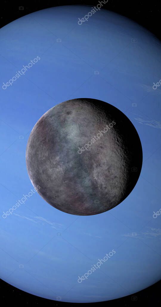 Tritón orbitando alrededor del planeta Neptuno en una órbita retrógrada ...