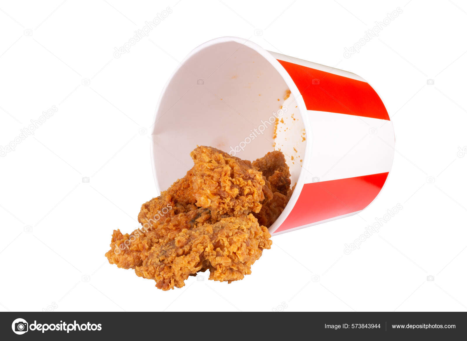 Chicken Fried Spicy Isolated White Background Bucket — Stock Photo ...