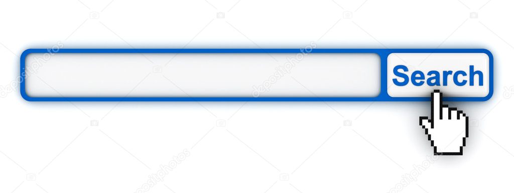 Search engine button with blank box isolated on white background ...