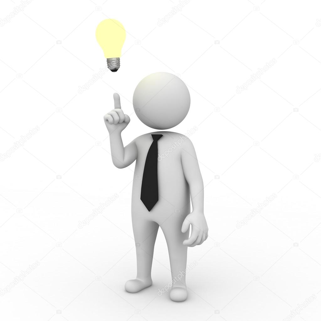 3d business man with idea bulb over white background — Stock Photo ...