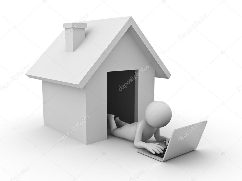3d man using laptop computer at home Stock Photo by ©3dconceptsman 12630103