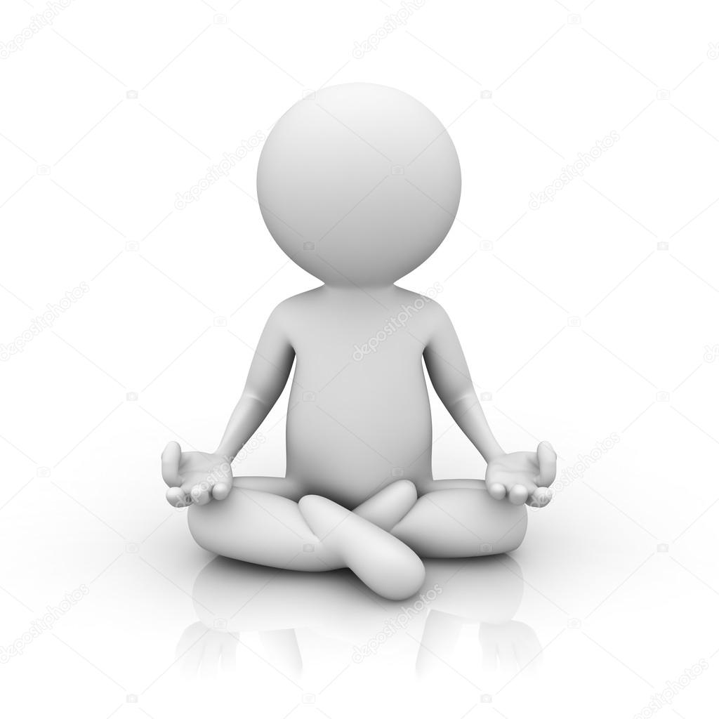 3d man doing meditation over white background with reflection Stock ... 3d man doing meditation over white background with reflection Stock ...