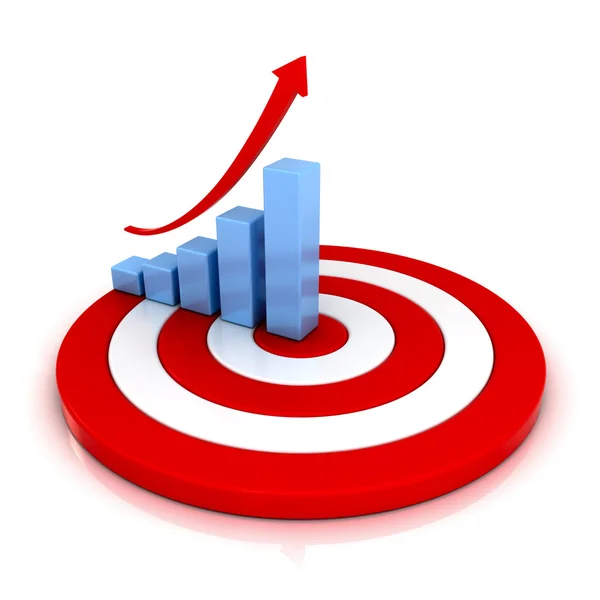 Business target marketing concept , 3d business graph with red rising ...