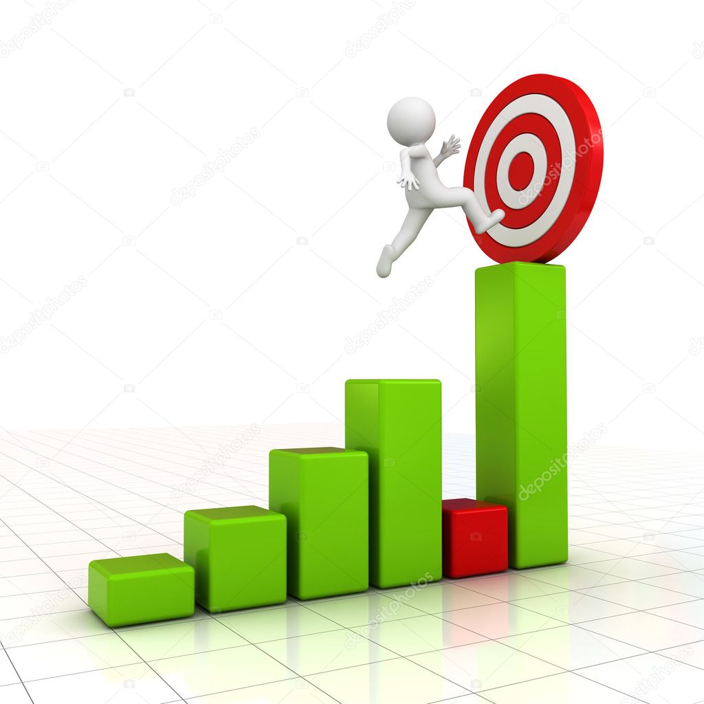 3D Man jumping across the problem to his successful goal Stock Photo by ...