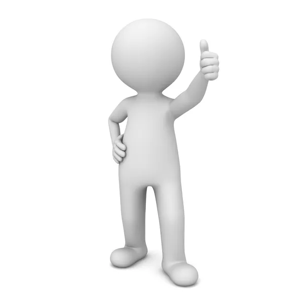 3D Man Showing Like Thumbs Up isolated over white — Stock Photo ...