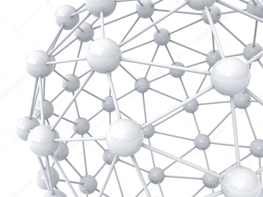 3d white molecular structure geometry model over white background ...