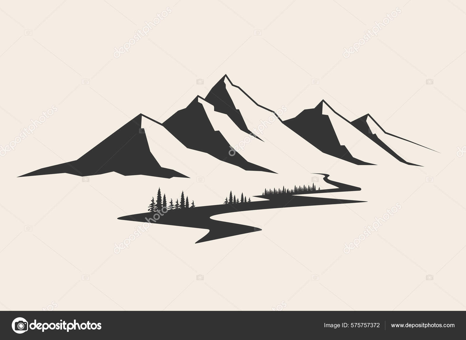 Mountains Vector Mountain Range Silhouette Isolated Vector Illustration ...