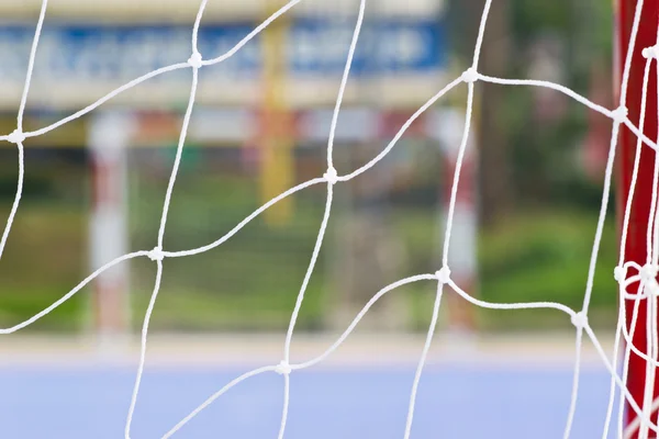 White football net, green grass ,futsal goal — Stock Photo ...