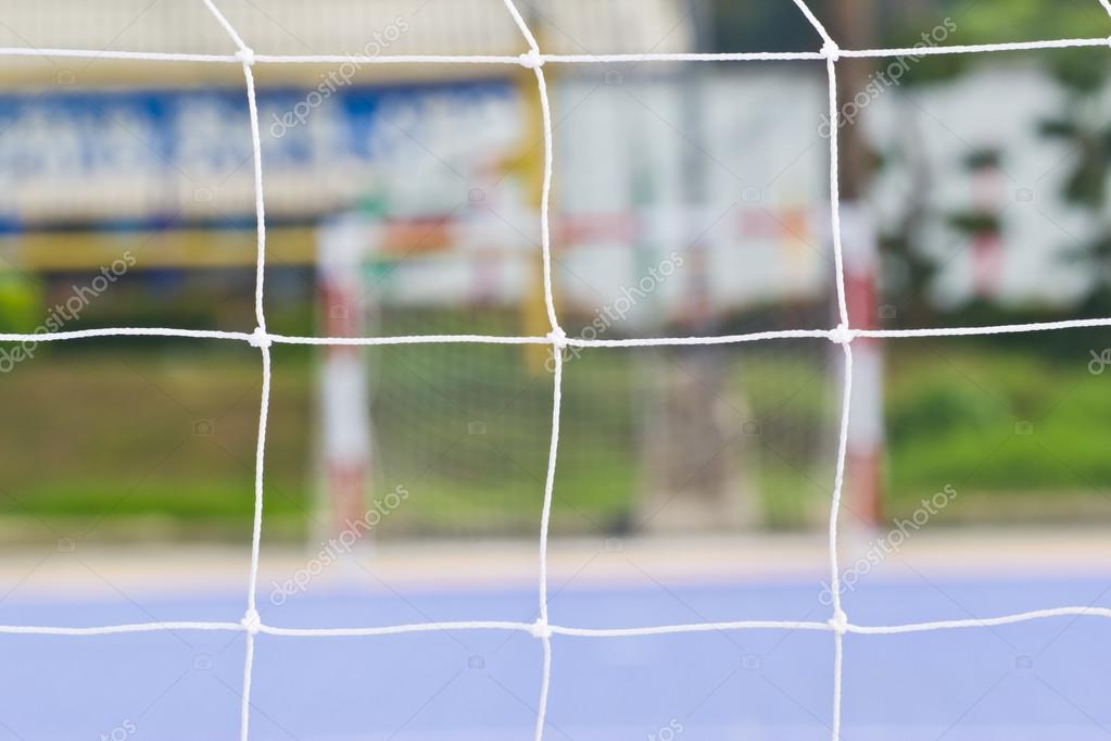 White football net, green grass ,futsal goal — Stock Photo ...