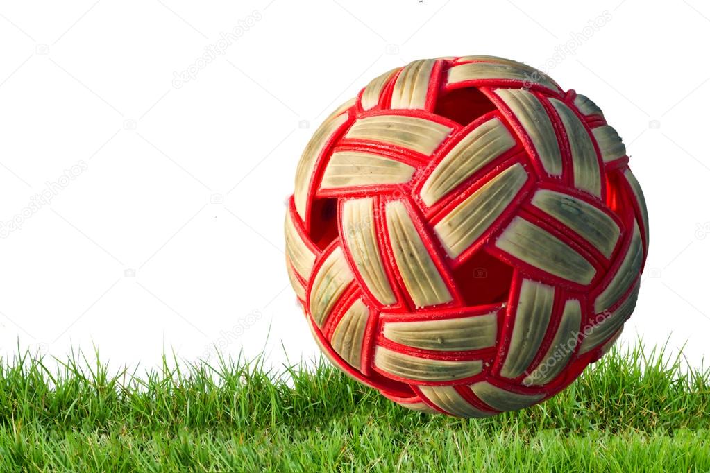 Plastic Sepak takraw ball on the cement floor. — Stock Photo ...