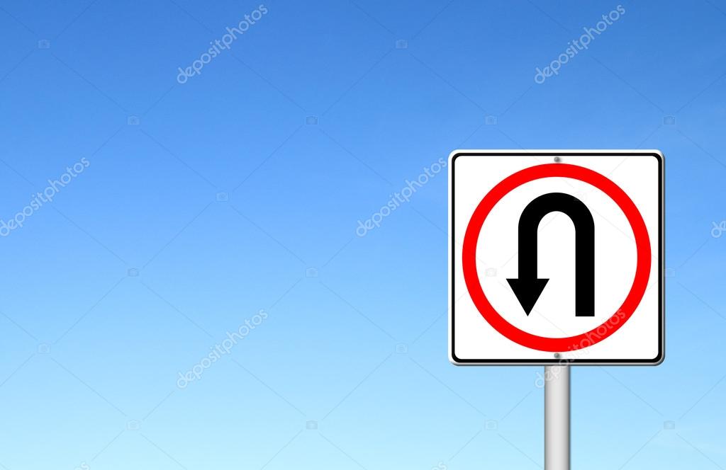 Turn back road sign over blue sky — Stock Photo © geargodz #26544669
