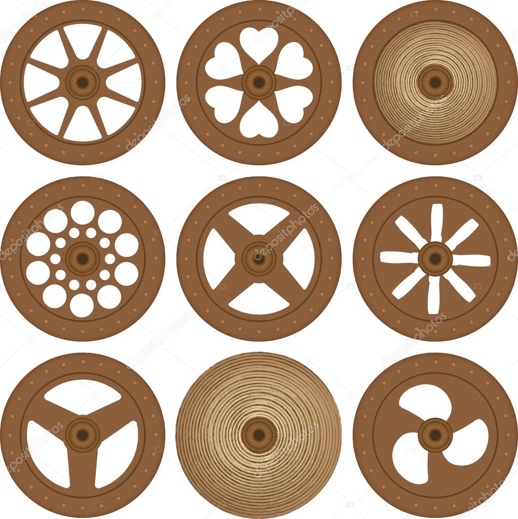 Wooden wheels — Stock Vector © milagli #39801365