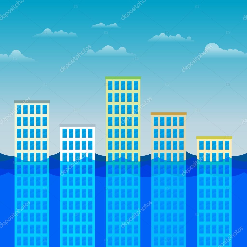 Office Buildings Surviving the Flood Stock Vector Image by ©herminutomo ...