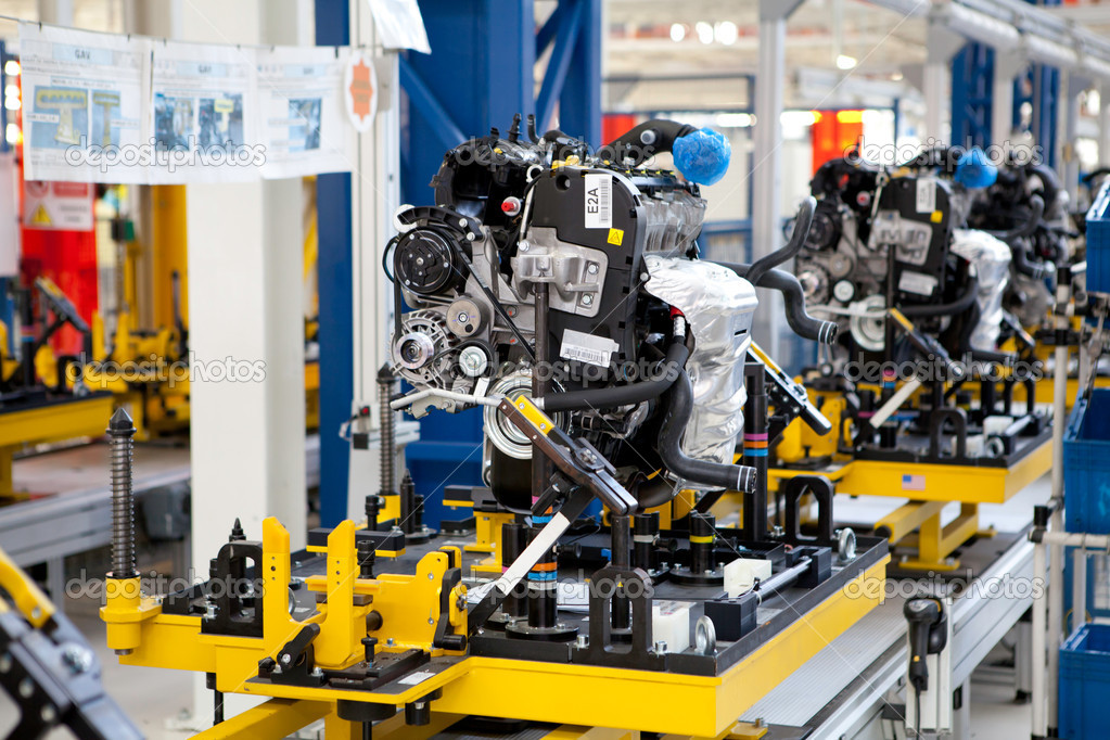 Car engine assembled on the factory production line ⬇ Stock Photo ...