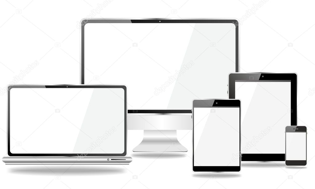 Set of mobile devices, smartphone, tablet pc, laptop Stock Photo by ...