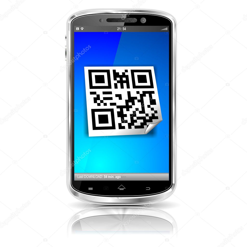 Smartphone with QR code sticker — Stock Photo © multicanarias #24225973