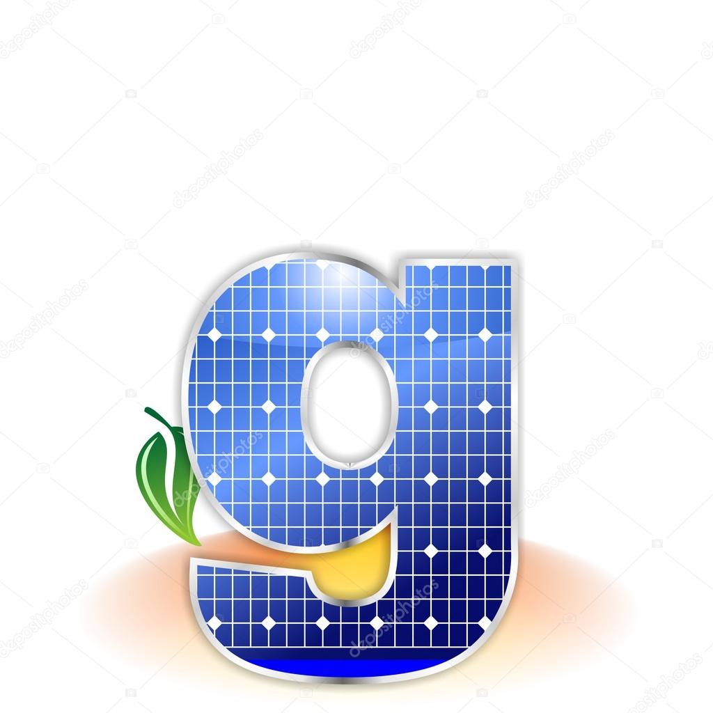 Textura de paneles solares, letra en minúscula del alfabeto g icono o ...