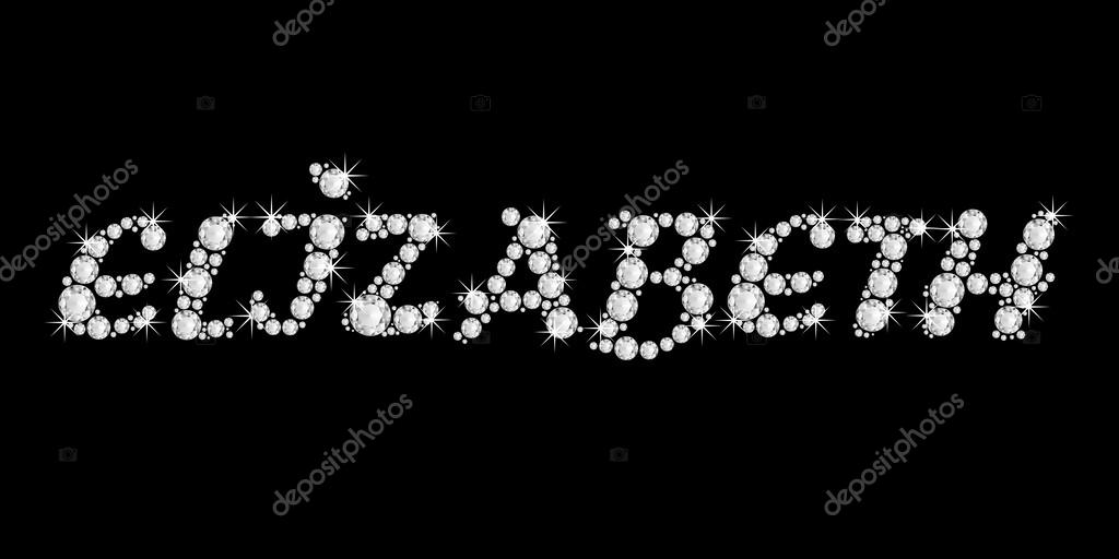 The name ELIZABETH in bling diamonds font style word Stock Photo by ...