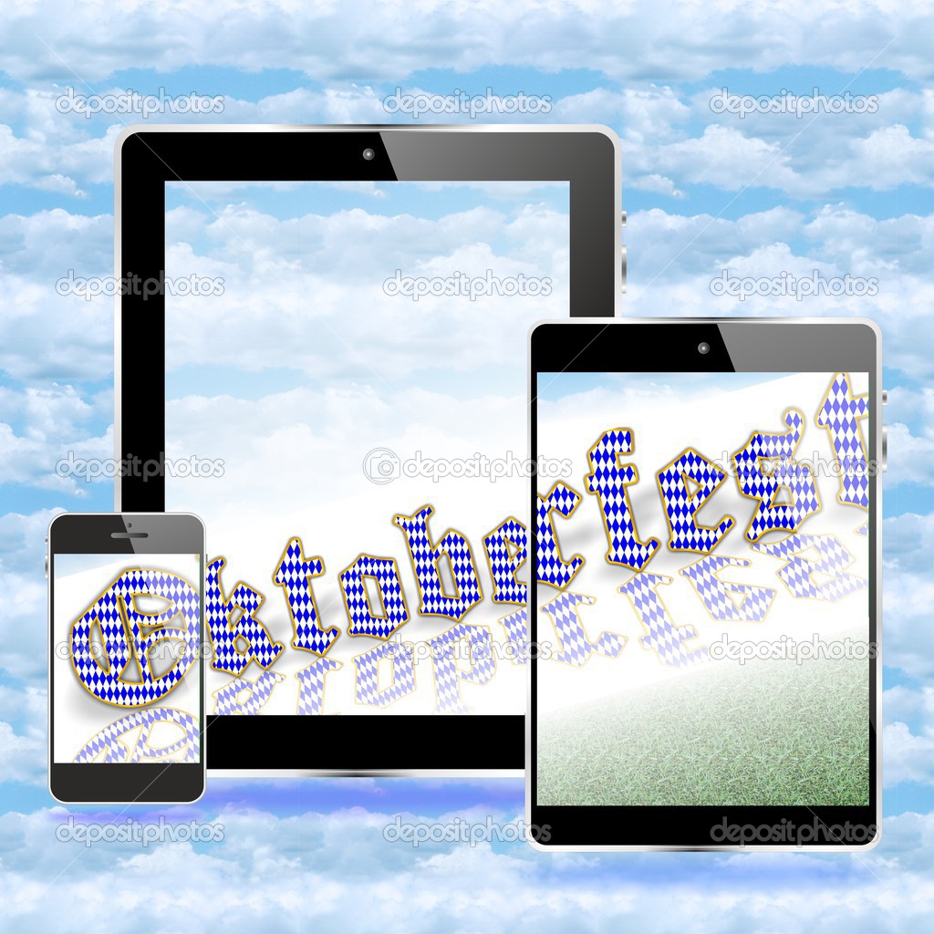OKTOBERFEST tablet pc, smartphone, mini tablet — Stock Photo ...