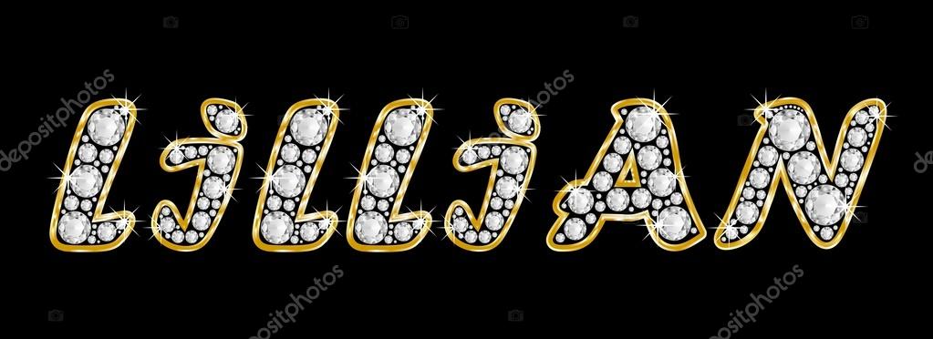 The name Lillian spelled in bling diamonds, with shiny, brilliant ...