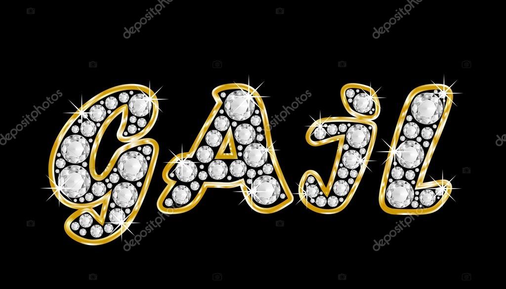 The name Gail spelled in bling diamonds, with shiny, brilliant golden ...