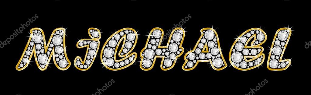 The name Michael spelled in bling diamonds, with shiny, brilliant ...