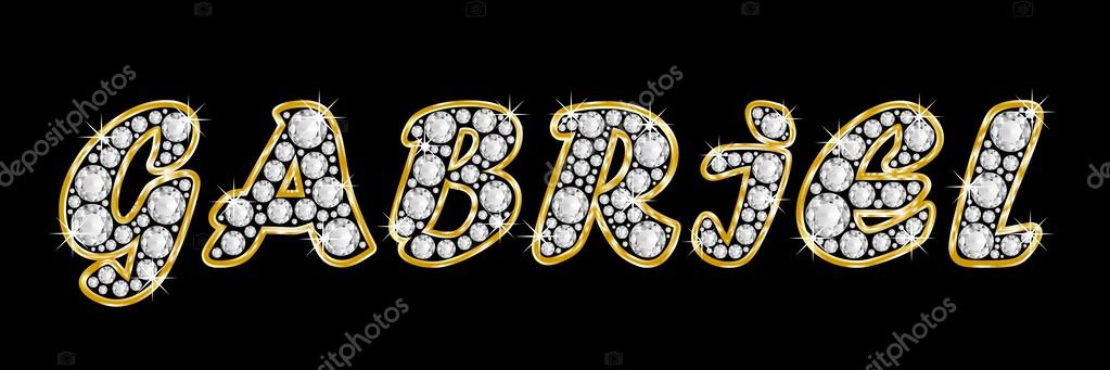 The name Gabriel spelled in bling diamonds, with shiny, brilliant ...