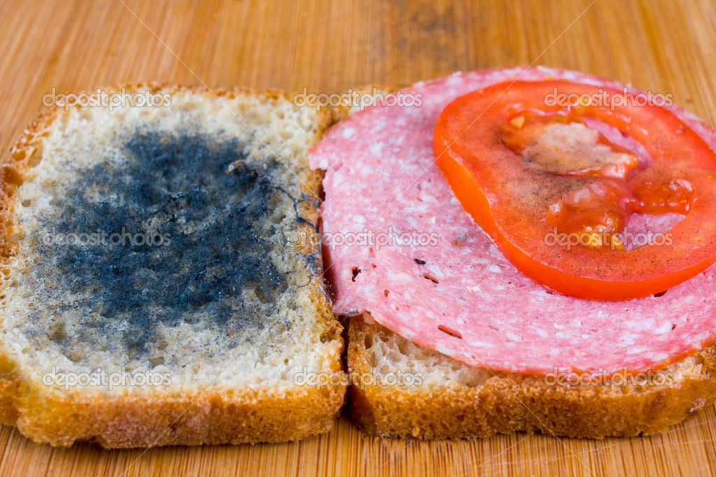 mofado sanduíche com salame, tomate sobre uma tábua — Fotografias de ...
