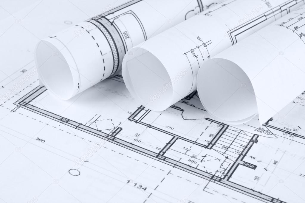 Architect rolls and house plans Stock Photo by ©wujekspeed 20236089