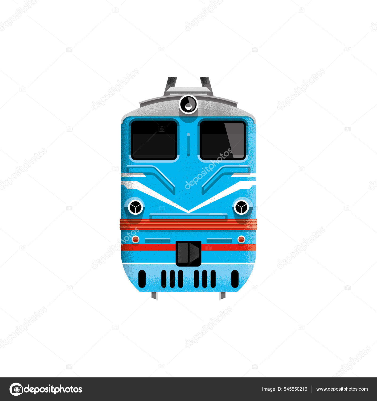 An old diesel locomotive. Front view. Vector illustration Stock Vector ...