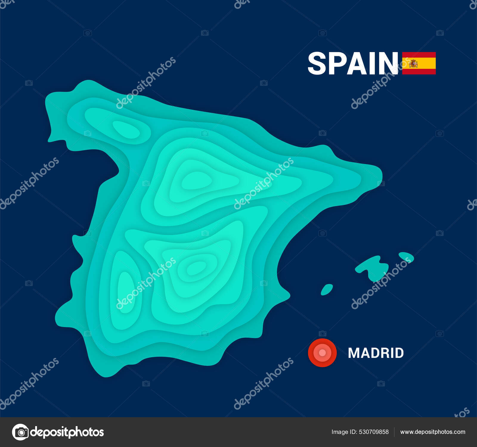 Topographic Map Spain Cartography Concept Stock Vector by ©Ri_team ...