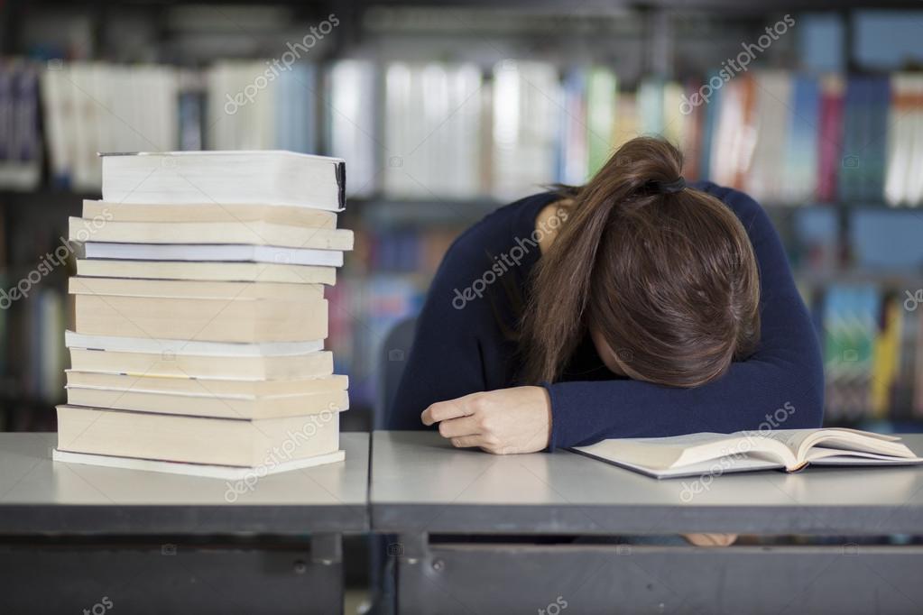 College Student Studying Tired
