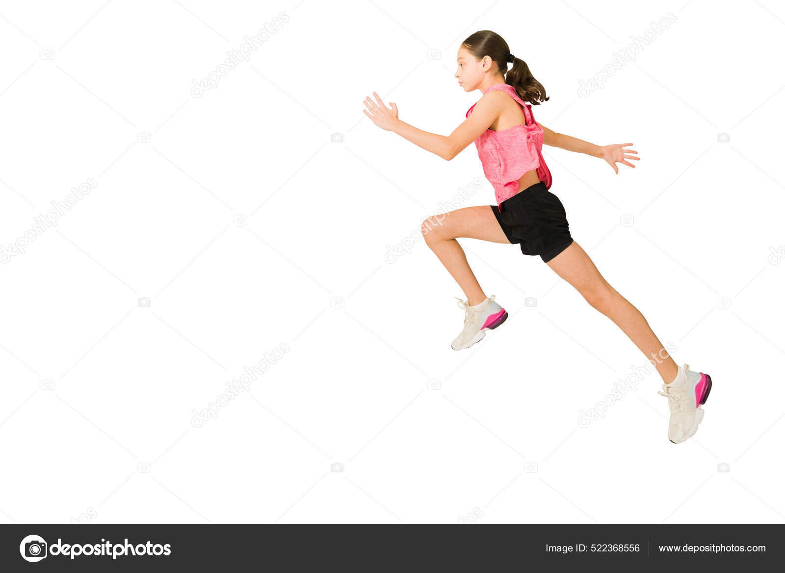 Active Athletic Young Girl Running Fast Powerful Teen Fitness Lifestyle ...