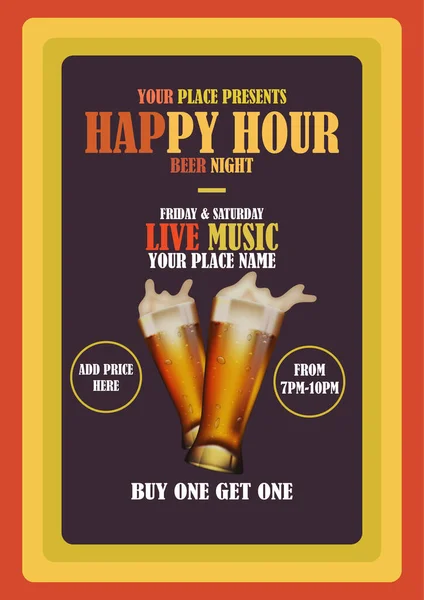 Cartaz happy hour imágenes de stock de arte vectorial | Depositphotos