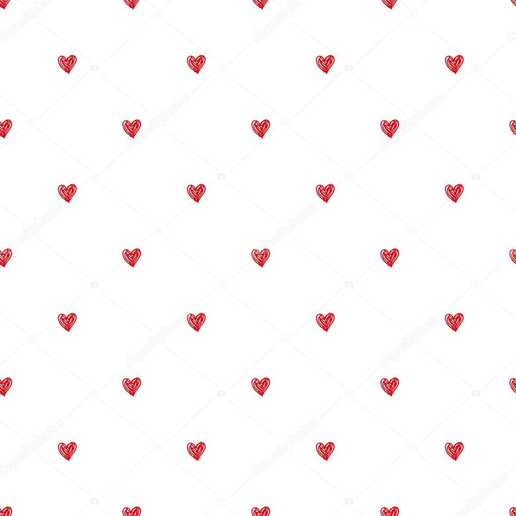 Seamless pattern. Polka heart texture in doodle style. Vector ...
