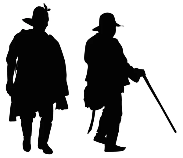 Silhouette - historical figure in period costume — Stock Photo ...