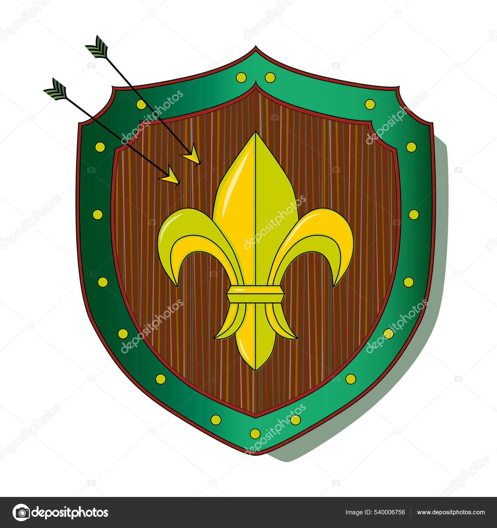 Shield Wood Metal Rivets Golden Royal Lily Center Method Protection ...