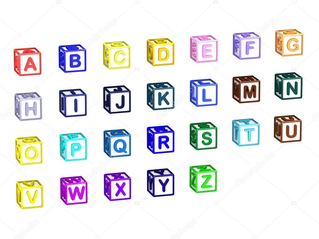 Cubos de letras A-Z aislados en blanco — Foto de stock #23572965 © Lucian3D