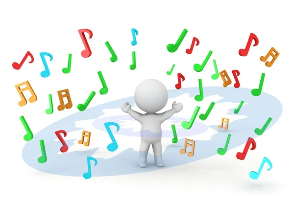 3D Man Listening to Headphones, with Musical Notes — Stock Photo ...