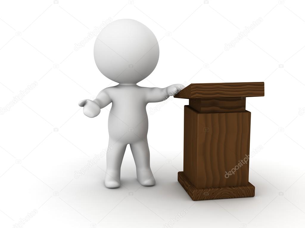 3D Man giving speech beside lectern Stock Photo by ©Lucian3D 36162491