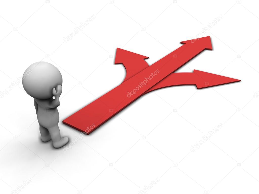 3D Character and Three Directions Stock Photo by ©Lucian3D 42362453