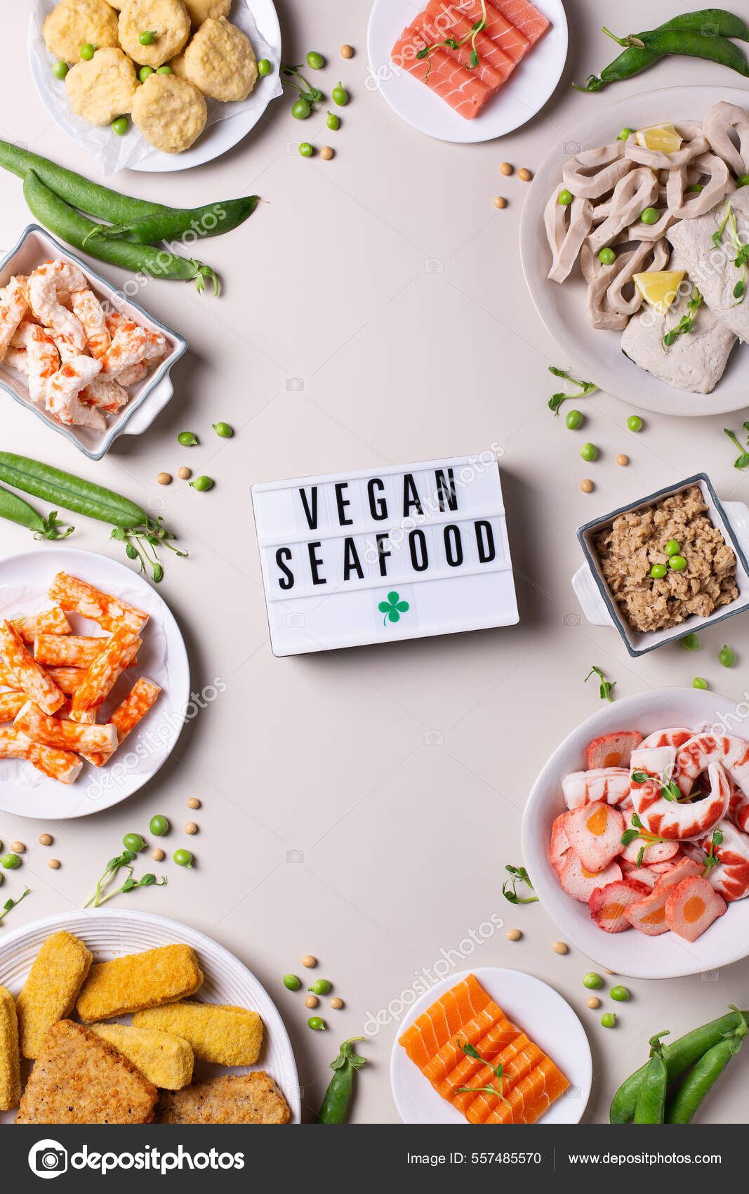 Vegan Plant based fish and seafood, food reducing carbon footprint ...
