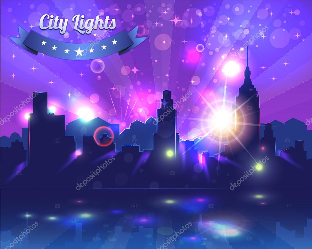 City Lights Landscape Night Vector Design Stock Vector Image by ...