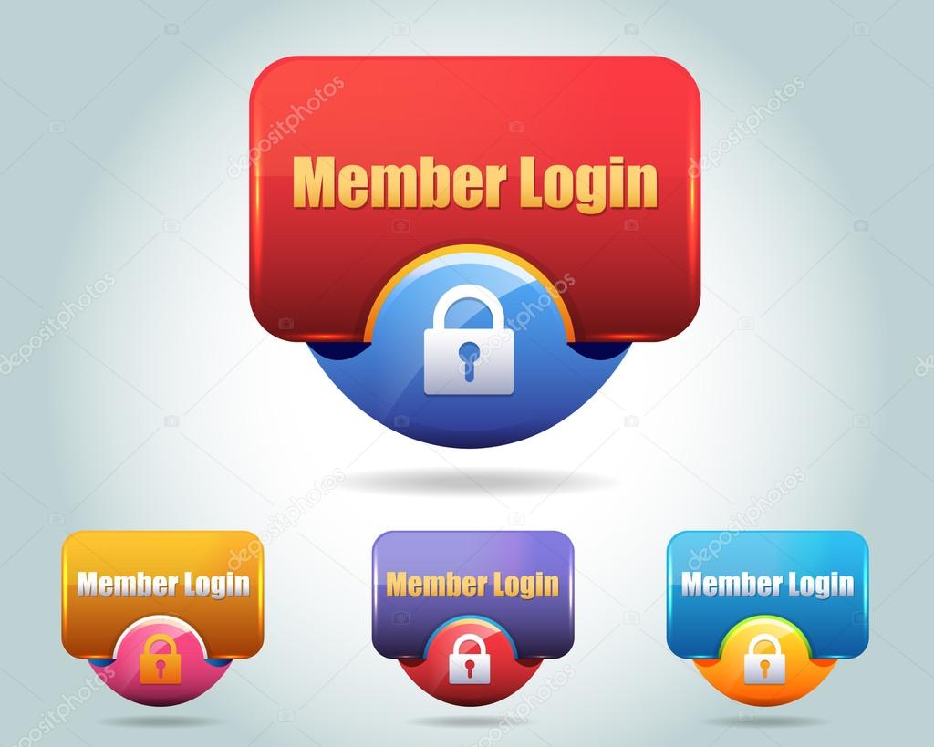Vector Glossy Member Login Icon Button and multicolored — Stock Vector ...