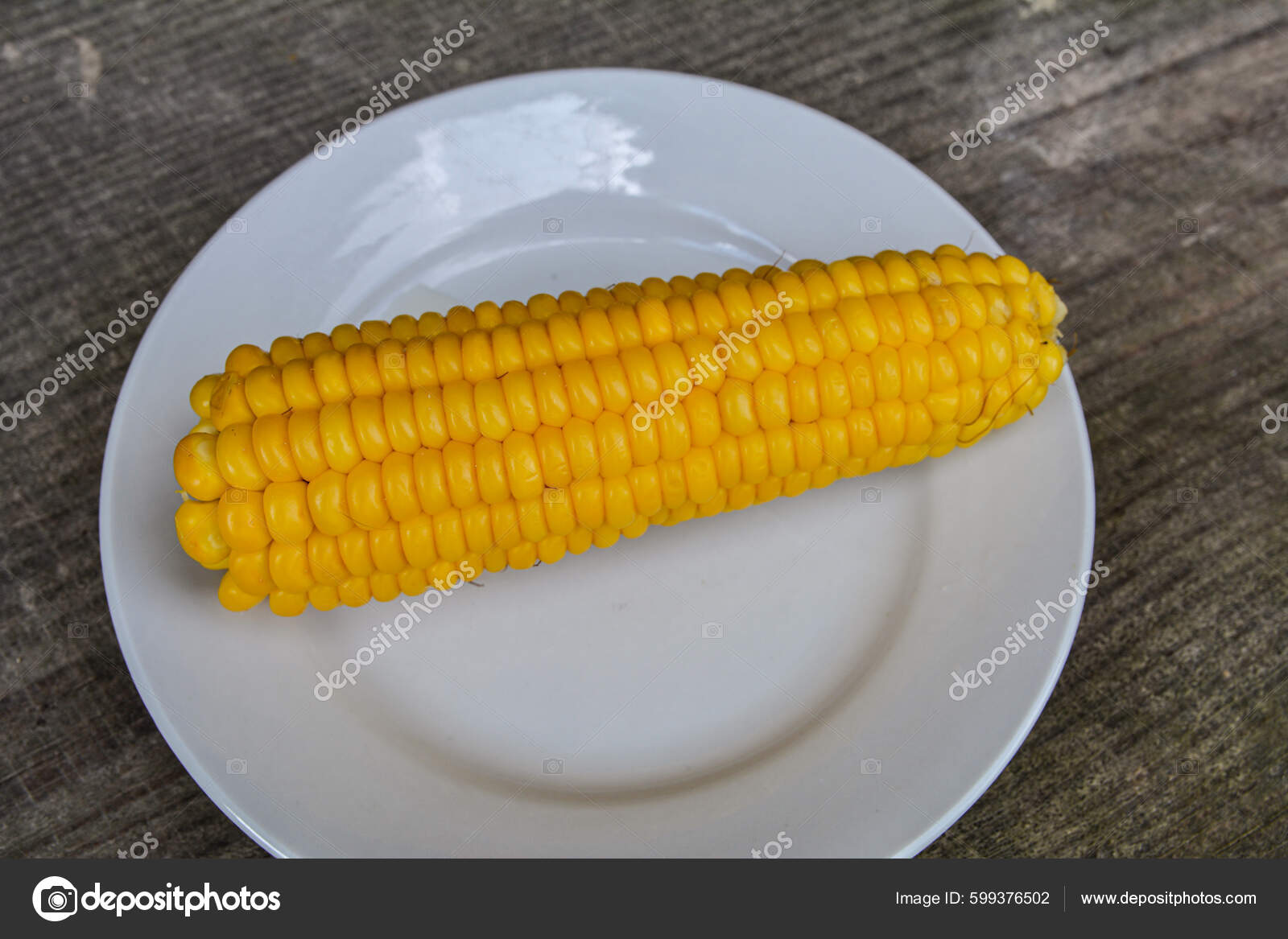 Boiled Corn Dish Healthy Eating Boiled Corn White Plate Close — Stock ...