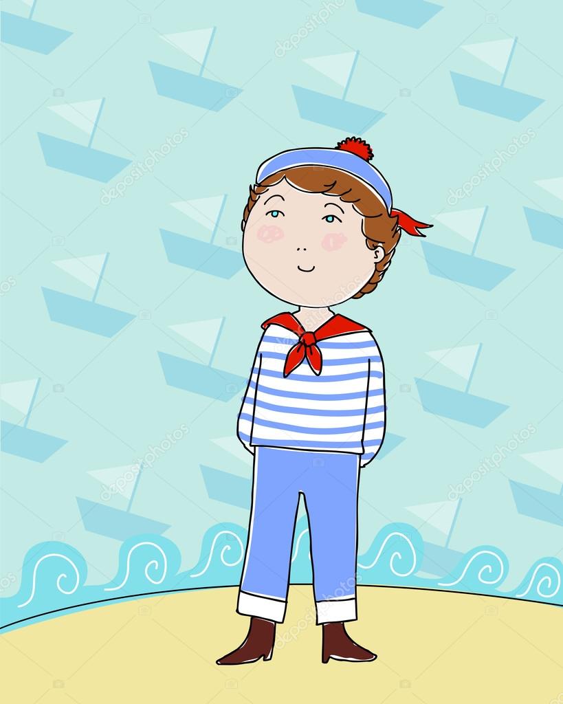 Cartoon Boy Sailor Outfit