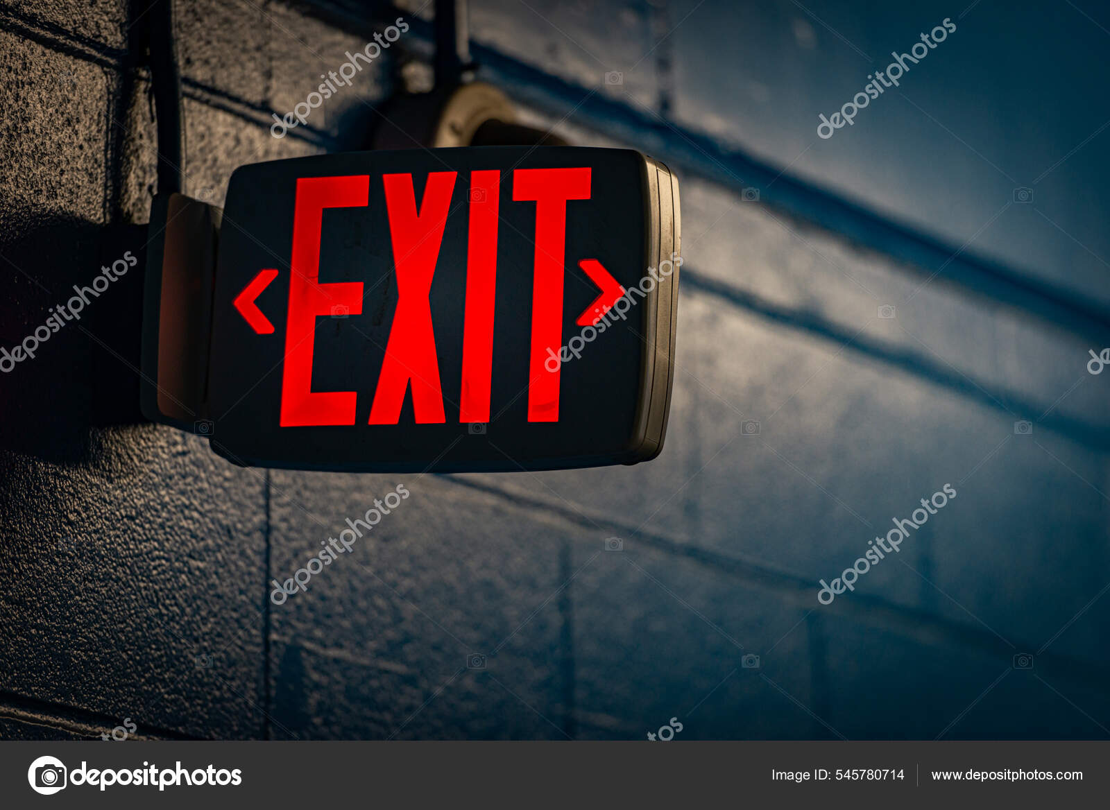 Glowing Exit Sign Night Black Wall Stock Photo by ©kyolshin 545780714
