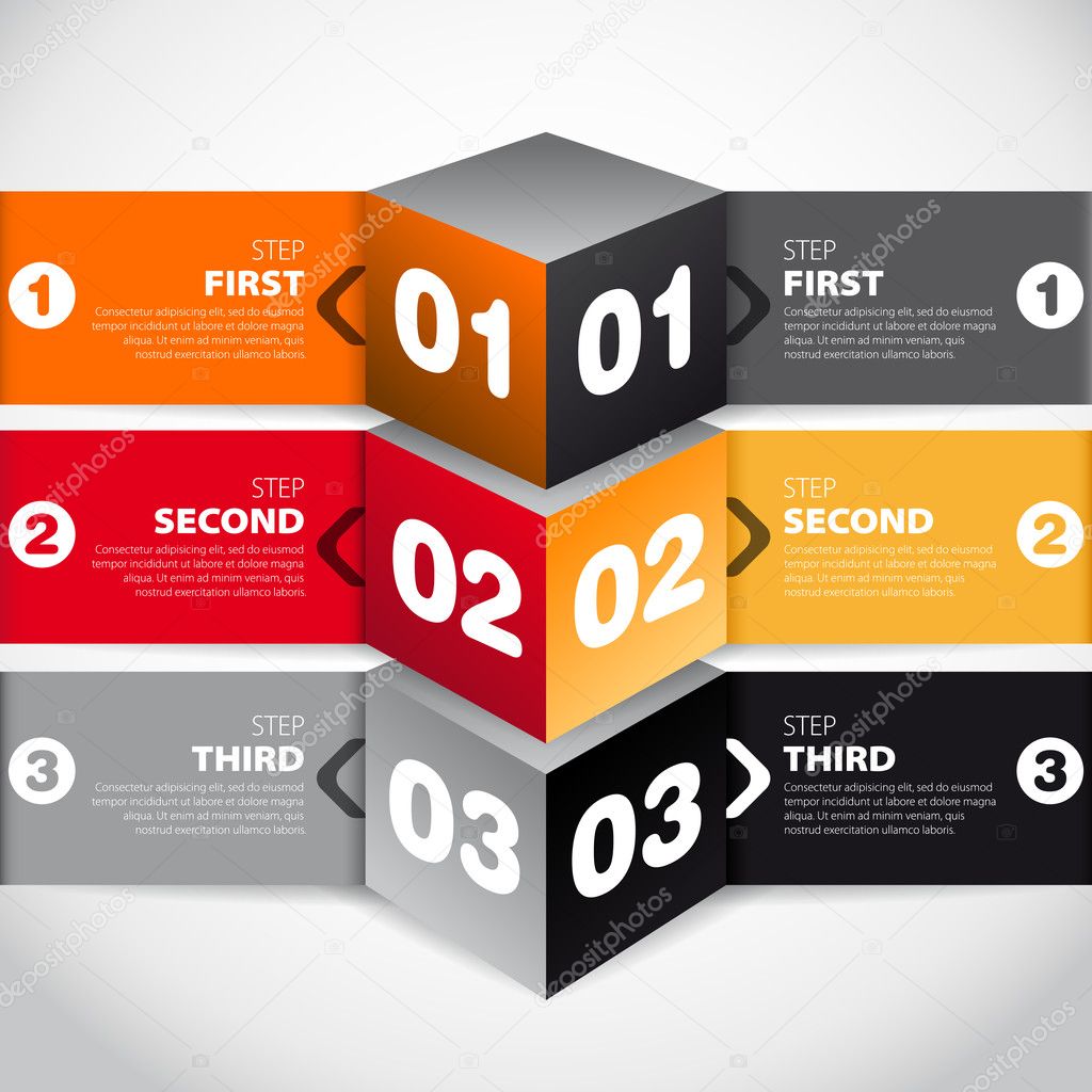 Modern cube style options banner for workflow layout, number options ...