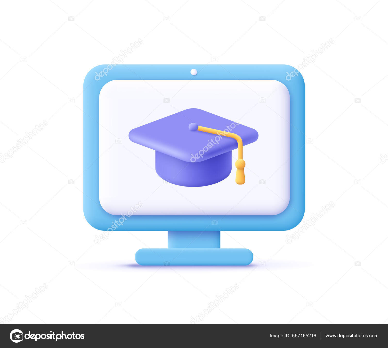 Computer Monitor Display Graduation Cap Online Education Learning ...